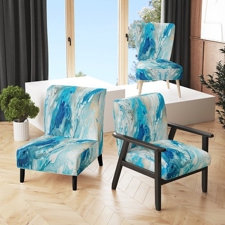 Designart "Blue and White Embracing The Unknown I" Upholstered Abstract ...