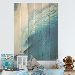 DESIGN ART "Blue Wave Blue Wonder" Coastal Wood Wall Decor - Nautical ...