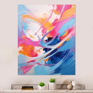 Designart "Pink And Blue Rhythm And Flow II" Abstract Shapes Metal ...
