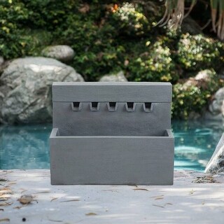 Decorative Gray Fountain with Rectangle Design, with Light and Pump ...