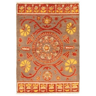 Hand-knotted Shalimar Grey Wool Rug - 4'2" x 6'1"/4'2 x 6'1 - Bed Bath ...