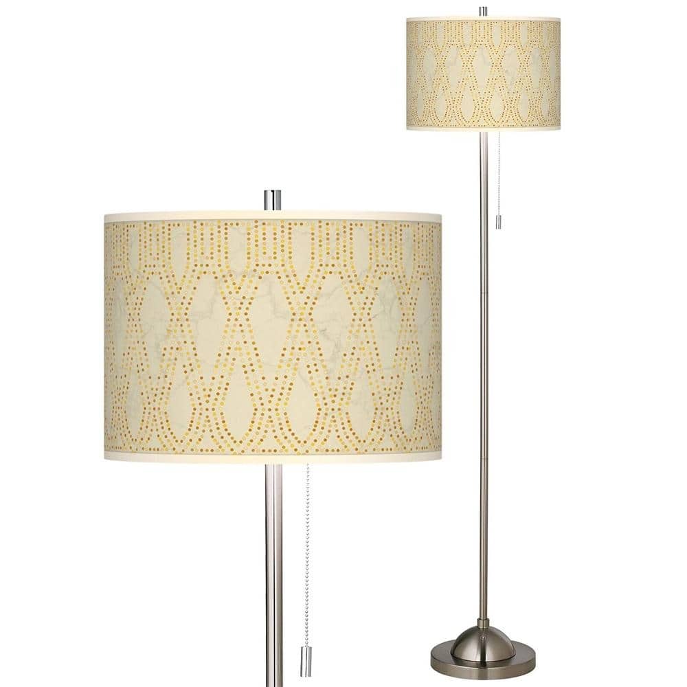 Roman Pebbles Brushed Nickel Pull Chain Floor Lamp - 13" x 62" - Bed ...