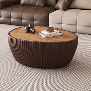 Goose Egg Shaped Leather Coffee Table, Slate Top - Bed Bath & Beyond ...