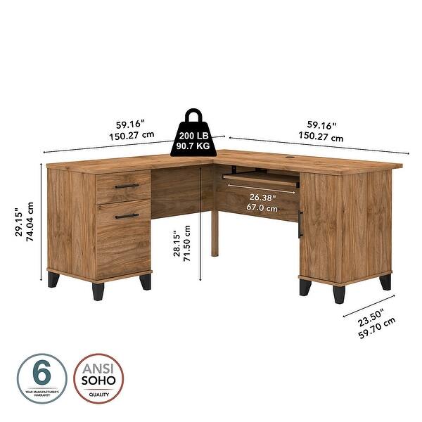 Bush Furniture Somerset 60W L Shaped Desk in Ash Gray - Bed Bath ...