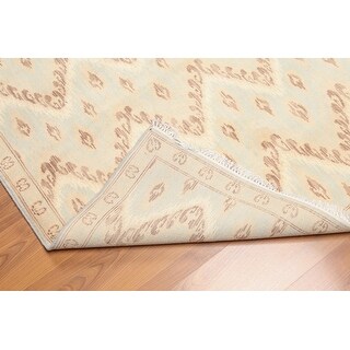 Hand-Knotted Ikat Design Aqua,Light Gold Oriental Area Rug Wool ...