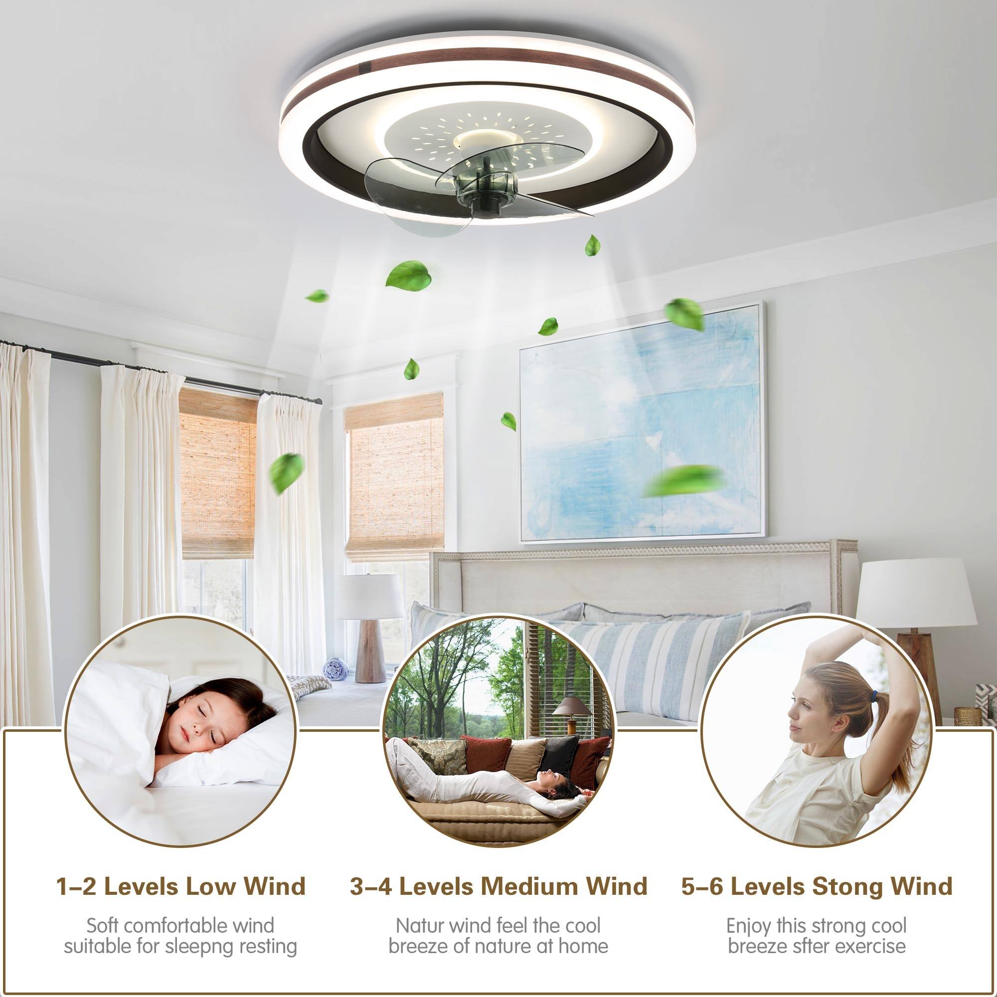 Chichoice Noiseless Modern Ceiling Fan Flush Mount Remote Control Low ...