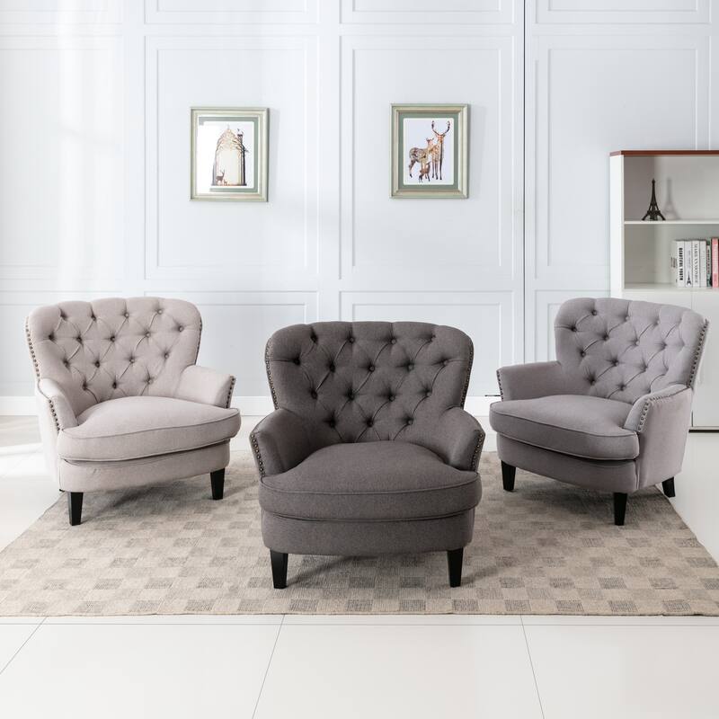 Corvus Cervine Tufted Linen Oversized Accent Club Chair - Overstock ...