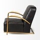 Black Leather Diamond Pattern Gold Club Chair - 31.25" H x 35.5" W x 26 ...
