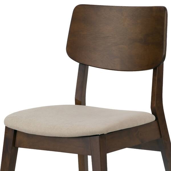 Set of 2 Astin Dark Brown Wood Chair with Beige Fabric Seat - Bed Bath ...