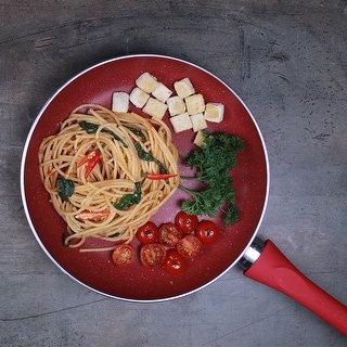 Wonderchef Royal Velvet Red Non-Stick Fry Pan Skillet, 24cm 1.8L - Bed ...