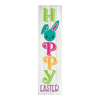 Hoppy Easter Bunny Vertical Wood Print Sign 24" x 5.5" - Bed Bath ...