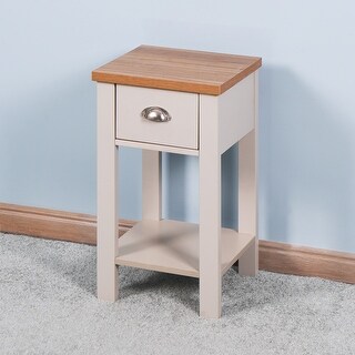 Wooden Living Room Side Table,Floor-standing Storage Table with a ...