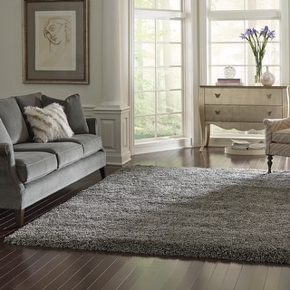 Gertmenian Ultimate Solid Charcoal Grey Plush Shag Area Rug - Bed Bath ...