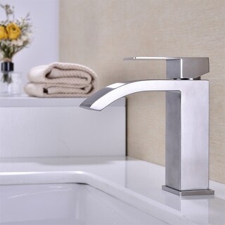 Single Handle Waterfall Bathroom Sink Faucet with Extra Large Spout ...