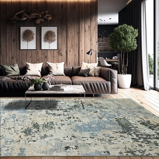 Hand Knotted Gray Tibetan 100% Wool Modern Abstract Oriental Area Rug ...