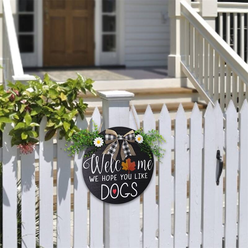 Round Wooden Welcome Front Door Round Wood Sign Hanging - Overstock ...