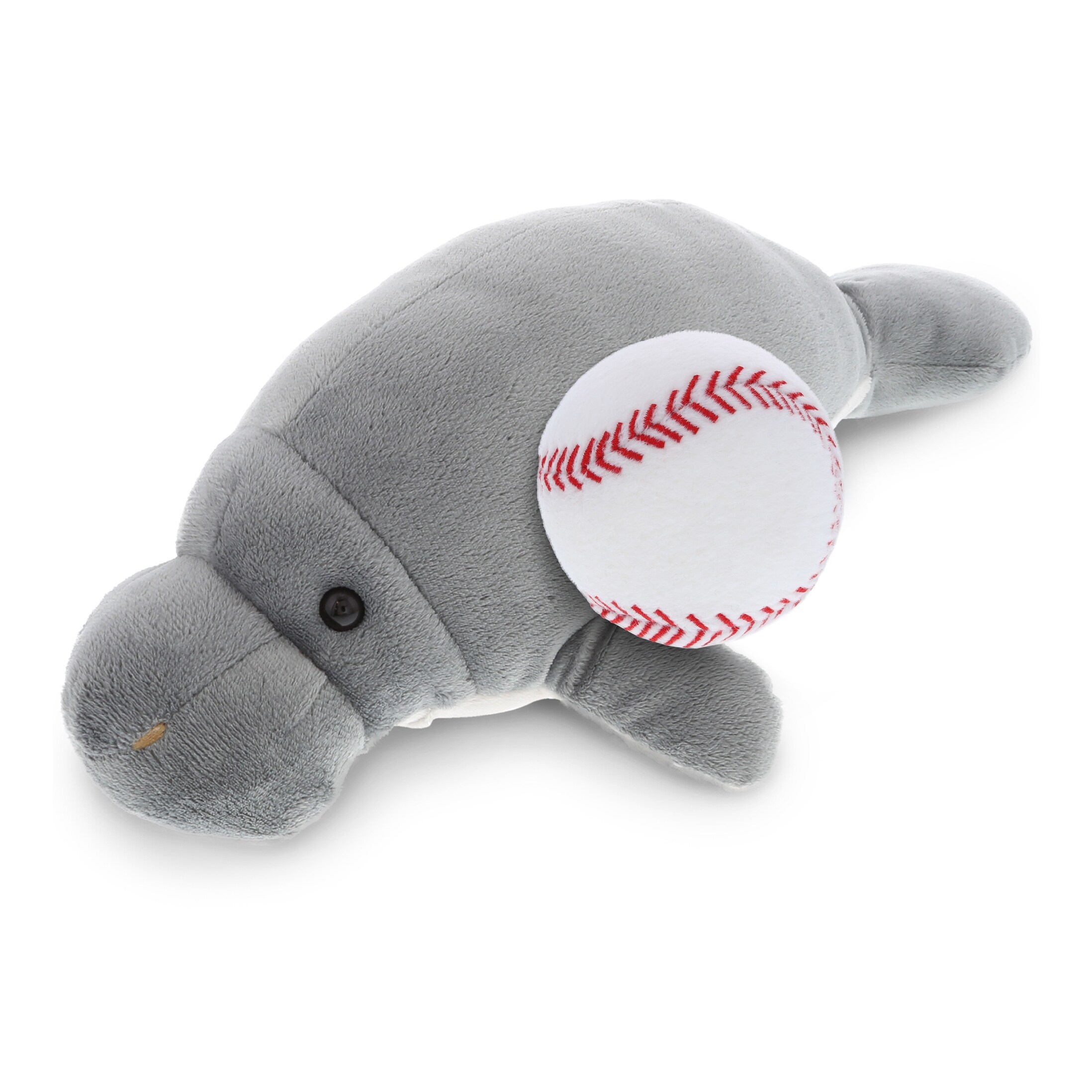 DolliBu Soft Huggable Grey Manatee Stuffed Animal with Baseball Plush 9 inches Gray Polyester