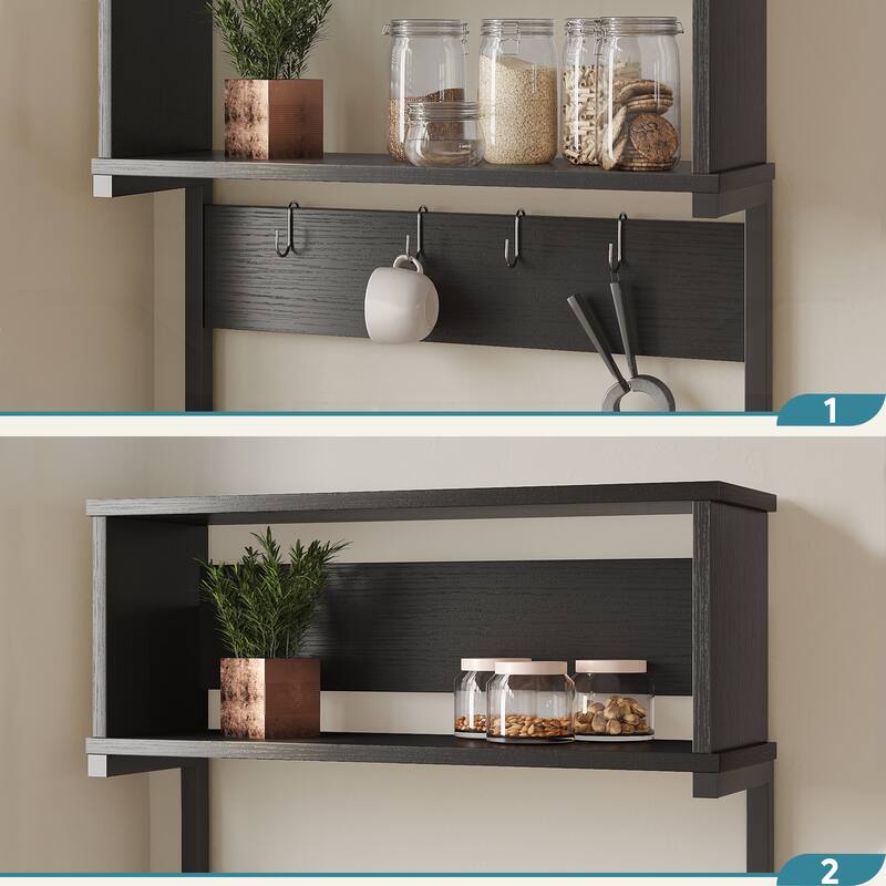 60 Inch Kitchen Baker's Rack with Hutch 8 Side Hooks - Overstock - 36406266