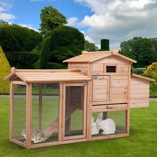 Outdoor Wooden Pet Bunny House with Ventilation Gridding Fences ...