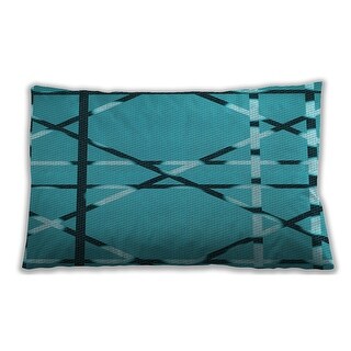 Ahgly Company Patterned Indoor-Outdoor Dark Cyan Green Lumbar Throw ...