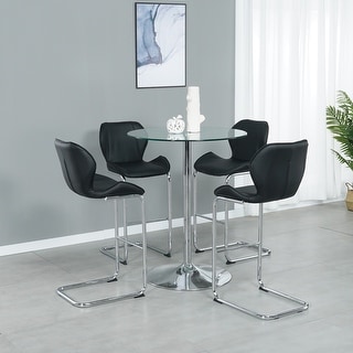 Modern Bar Chair with Foot Caps Chrome Frame Bar Stool Set of 4 - Bed ...