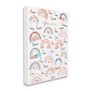 Stupell Motivational Rainbow Alphabet Kids' Positivity ABC's Canvas ...
