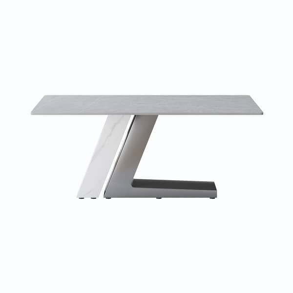 Industrial Marble Dining Table with Z shape Metal Pedestal. - Bed Bath ...