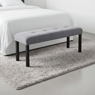 Modern Tufted Linen Dining Bench,Farmhouse Upholstered Entryway Bench ...