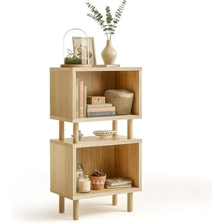 2-Pack Stackable Storage Cube End Table with Open Cabinet Design for ...