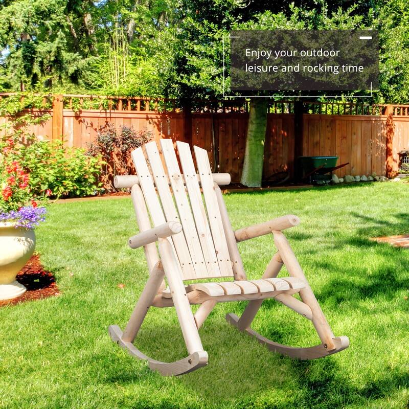 Patio Rustic Wood Adirondack Rocking Chair - Overstock - 36713290