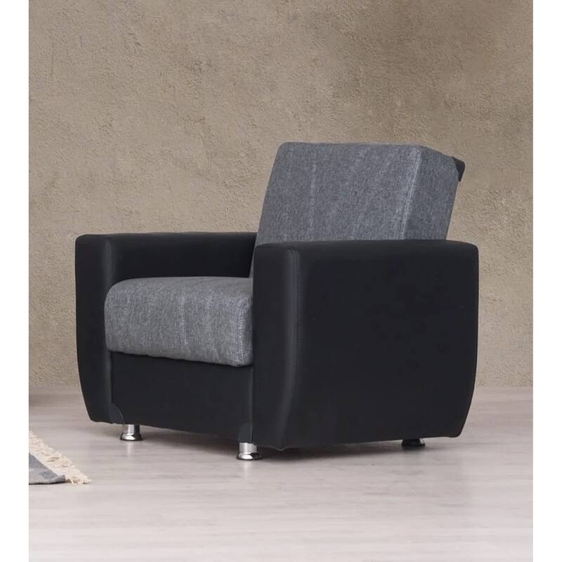 Baltimore Grey and Black Convertible Arm Chair with Storage - Overstock ...
