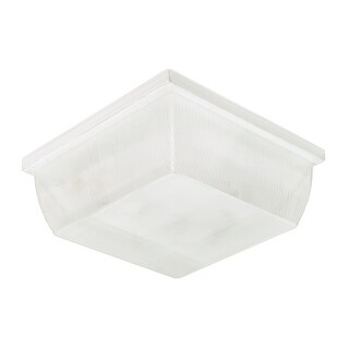 2 Light LED Outdoor Ceiling Flood Light - 10.5"L x 4"Ext x 10.5"W x 4"H ...