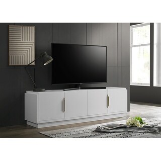 Elegant 70" White TV Stand with 4 Doors, Adjustable Shelves, Cable ...