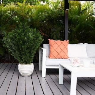 Cedar Bush Artificial Outdoor Potted Plant - 4' - Green - Bed Bath ...