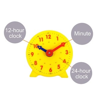 4 inch Teaching Clock Learning Time 24 Hour 2 Pointers, Yellow - Yellow ...