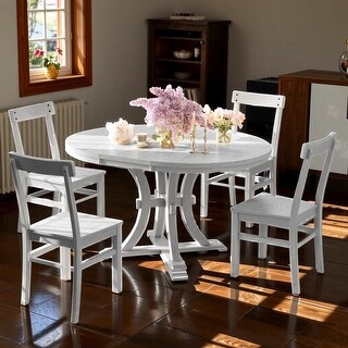 Rustic Kitchen Table Set, Round Shape, Minimal Dining Chairs, Grey ...