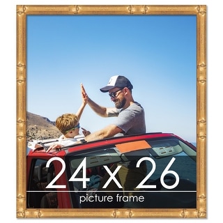 24x26 Frame Gold Bamboo Solid Wood Picture Frame with UV Acrylic, Foam ...