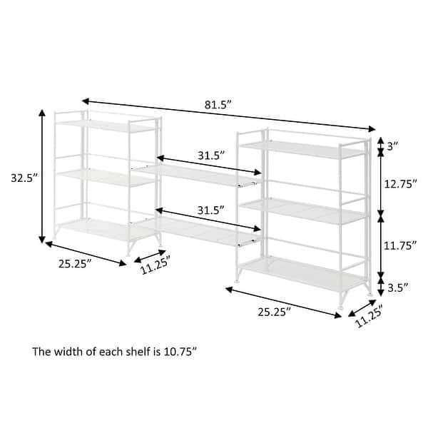 Xtra Storage 3 Tier Wide Folding Metal Shelves with Set of 2 Deluxe ...