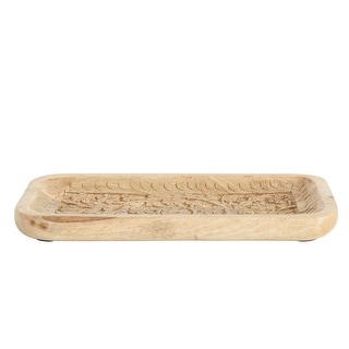 Handcarved Mango Wood Tray with Intricate Floral Designs - Bed Bath ...