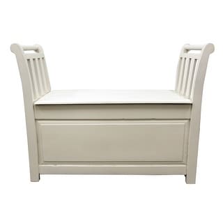 HomeRoots 38" White Solid Wood Entryway Bench With Flip Top and High ...