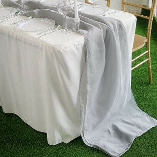 12 Piece Premium Chiffron Wedding Wide Table Runners Silver 22" x 80 ...