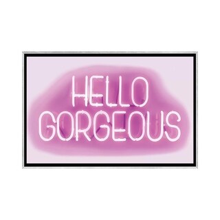 iCanvas "Neon Hello Gorgeous Pink On White" by Hailey Carr Framed - Bed ...