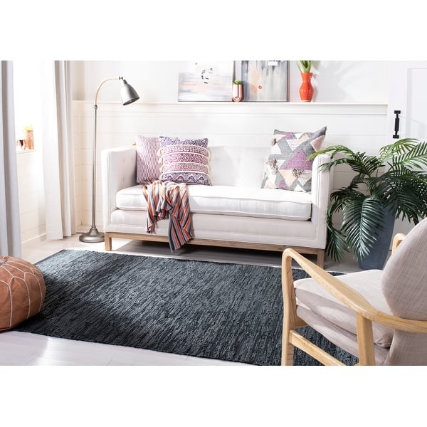 SAFAVIEH Handmade Vintage Boho Leather Hiromi Modern Stripe Leather Rug ...