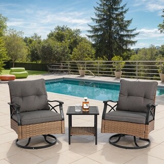 Outdoor Rocker Patio Set with Table and 2 Swivel Chairs (3-Piece) - Bed ...