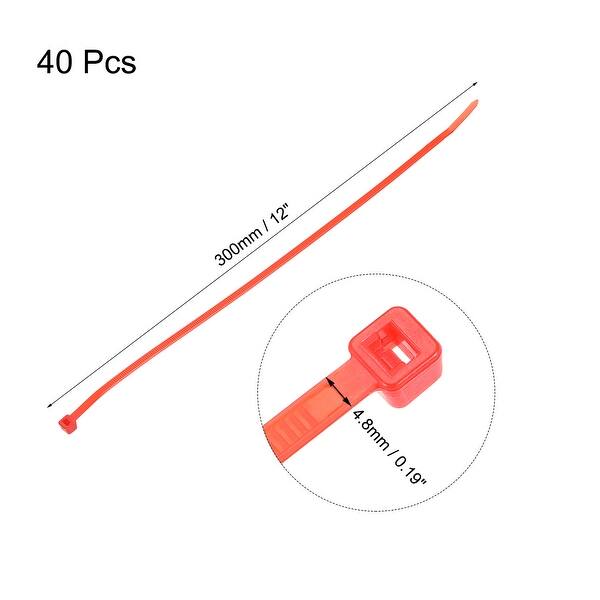 Cable Zip Ties Self-Locking Nylon Tie Wraps Red 40pcs - 300mm x 4.8mm ...