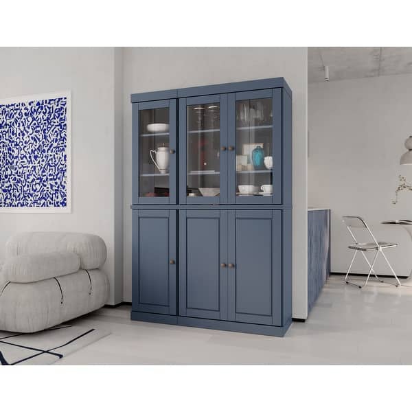 Palace Imports 100% Solid Wood 48.5" China Pantry Cabinet with Solid or ...