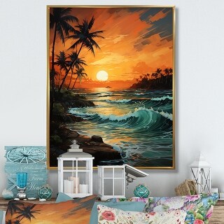 Designart "Palm Trees Tropical Pointillism IV" Palms & Palm Trees ...