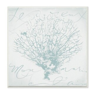 Stupell Abstract Coral Over Text Teal White Calligraphy Design,12 x 12 ...