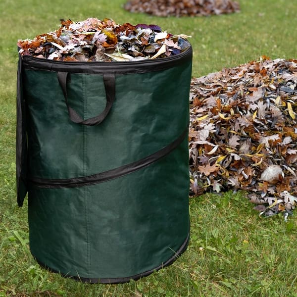 Outdoor Trash Can - 46-Gallon Collapsible Garbage Can with 3 Stakes ...