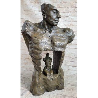Male Torso W/ Female Figure Inside Surreal Abstract Bronze Statue ...